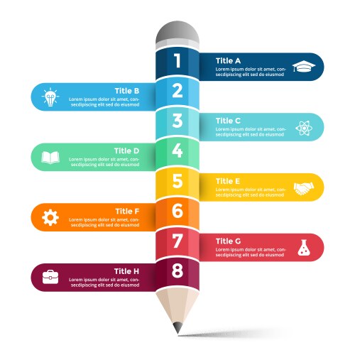 Timeline infographic with pencil ribbon Royalty Free Vector