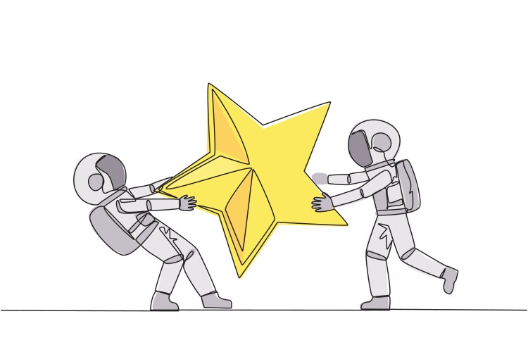 Continuous one line drawing two astronaut Vector Image