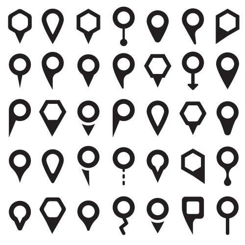 Map pointer icons set Royalty Free Vector Image