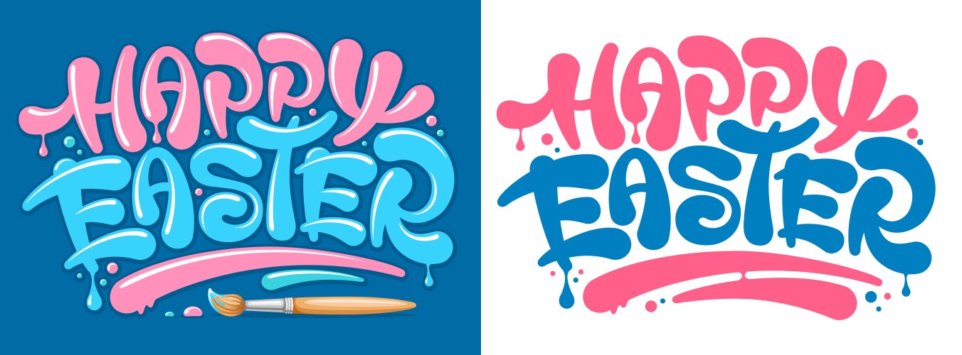 Happy easter colorful neon lettering Royalty Free Vector