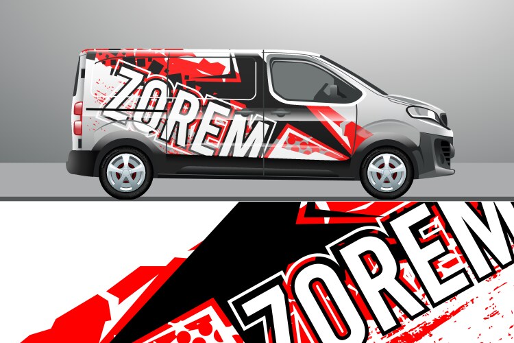 Cool graphics on the van with lettering Royalty Free Vector
