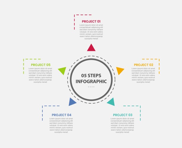 5 points template infographic outline style Vector Image