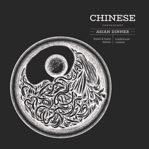 Chinese dish chalk board hand drawn isolated Vector Image