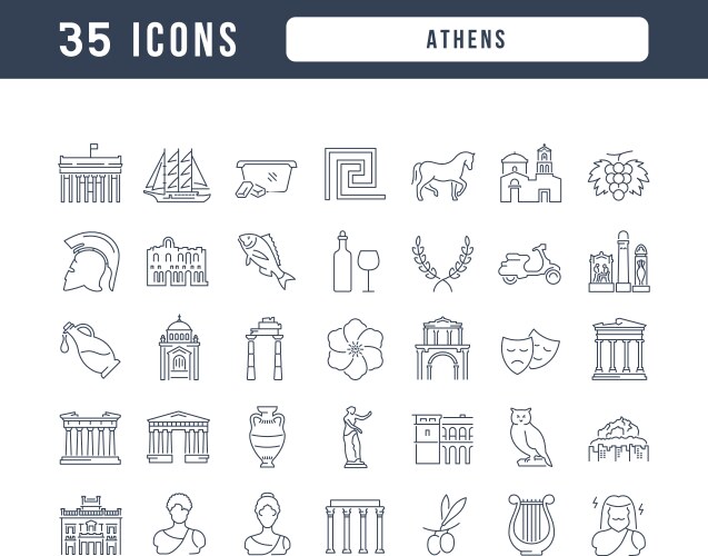 Ancient Athens Icons Royalty Free Vector Image