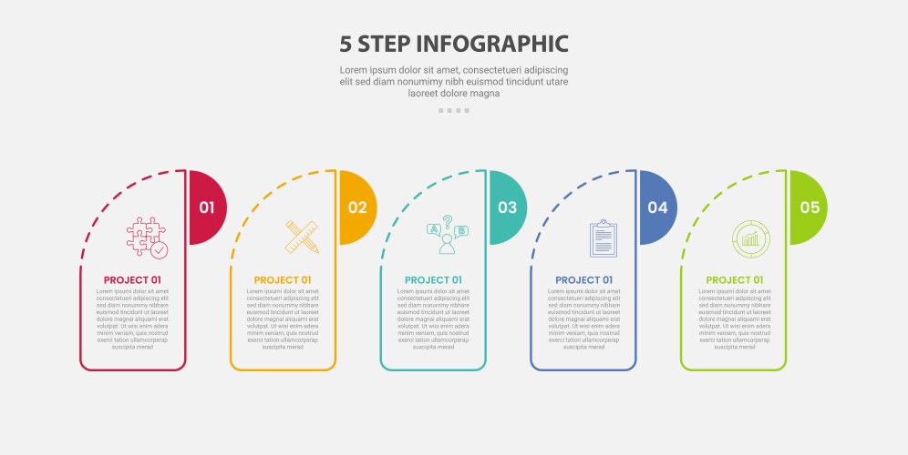5 points template infographic outline style Vector Image
