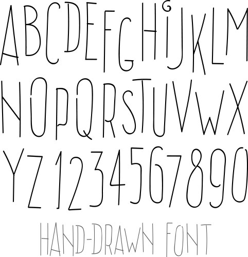 Hand script letters typeface and symbols Vector Image