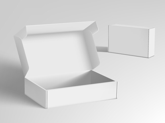 Open and closed blank big packaging boxes Vector Image