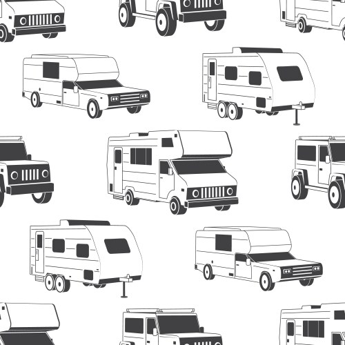 Seamless pattern with camper van trailer Vector Image