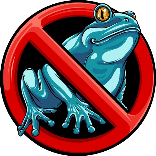 Stop frog forbidden red road sign ban toad Vector Image