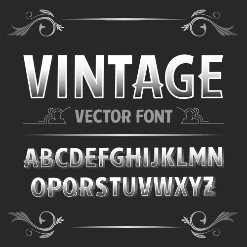 Vintage label font retro Royalty Free Vector Image