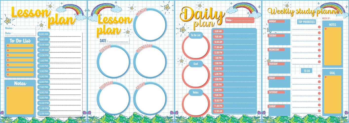 Student lesson plan and to-do list organizer Vector Image