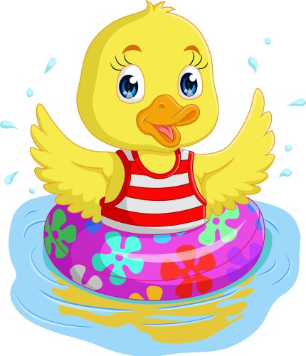 Duck diver with swimming belt sitting Royalty Free Vector