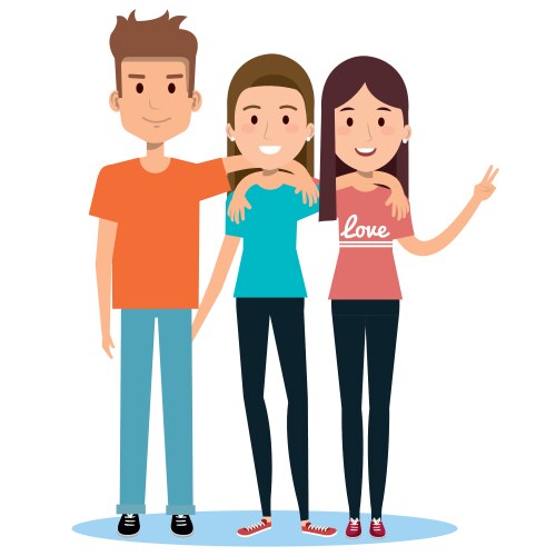 Three Hugging Friends Vector Images (over 160)
