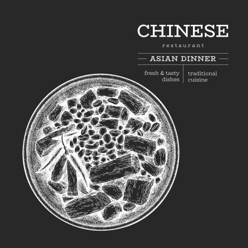 Chinese dish chalk board hand drawn isolated Vector Image