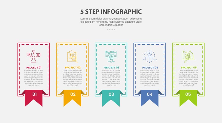 5 points template infographic outline style Vector Image