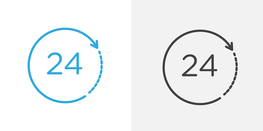 24 hrs icon set 24h service symbol open twenty Vector Image