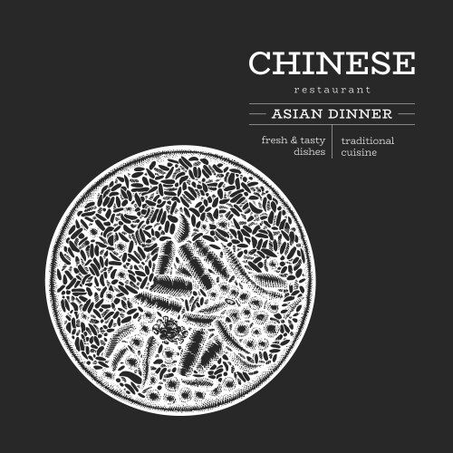 Chinese dish chalk board hand drawn isolated Vector Image