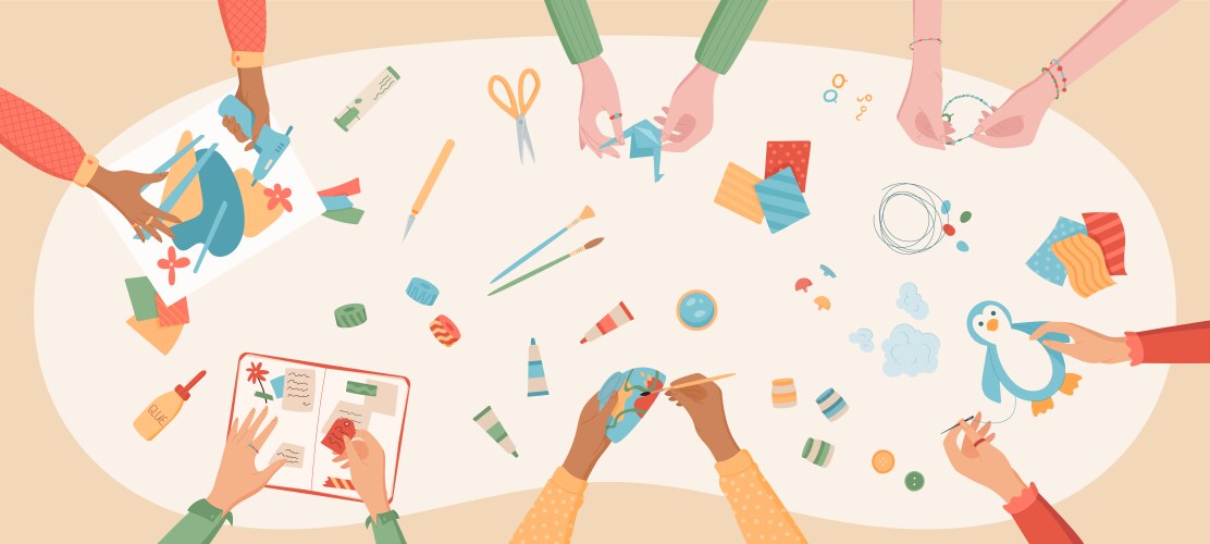 Cartoon handicraft craftwork art class concept Vector Image