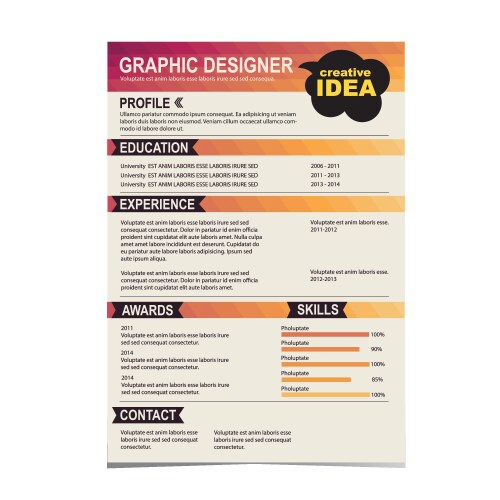 Resume template cv creative background Royalty Free Vector