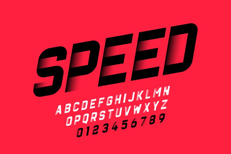 Speed style red fonts and numbers Royalty Free Vector Image