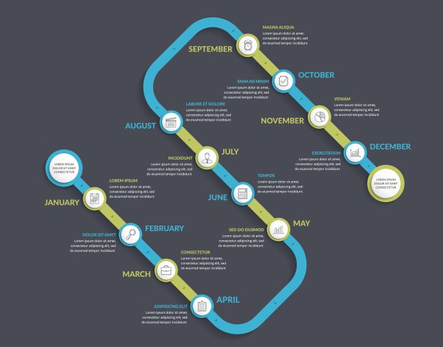 Thick line growth infographic graph timeline dark Vector Image