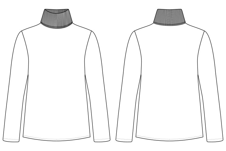 Turtle neck long sleeve t shirt template il Vector Image