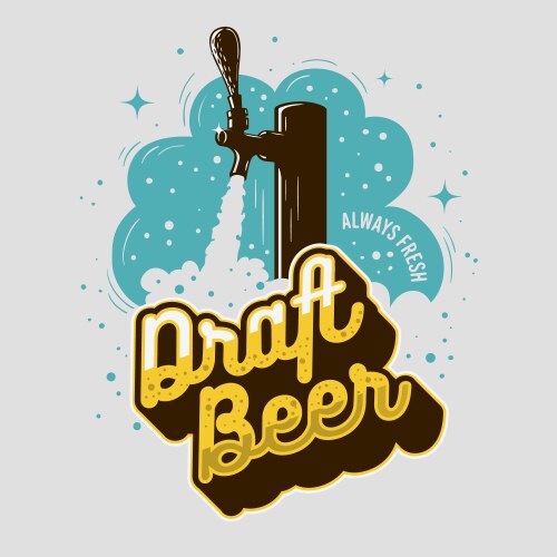 Glass mug of draft beer with foam poster sign Vector Image