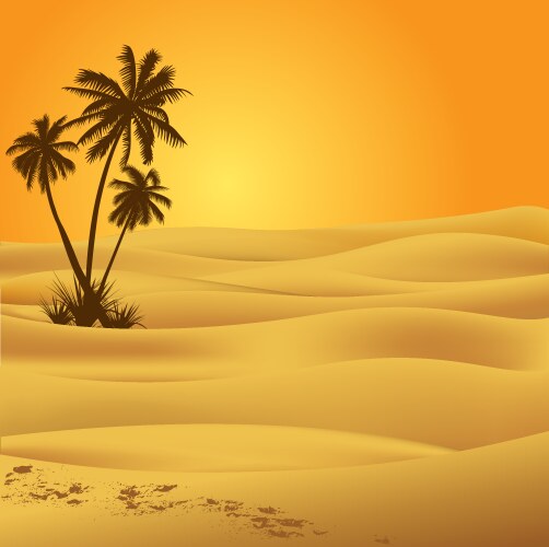 Sahara desert landscape background with palm Vector Image