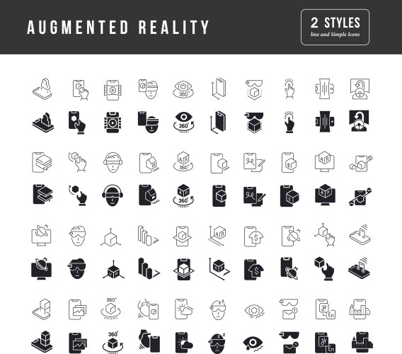 Icons set of pay augmented reality and smile chat Vector Image