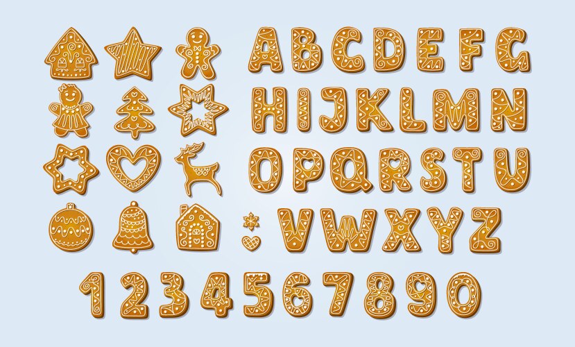 Christmas gingerbread cookies in shape of cute Vector Image