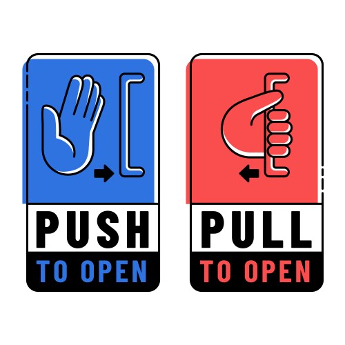 Gradient push pull sign Royalty Free Vector Image