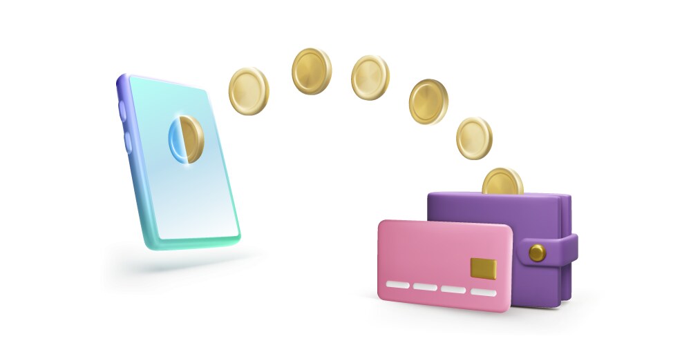 3d cartoon realistic wallet with dollars Vector Image