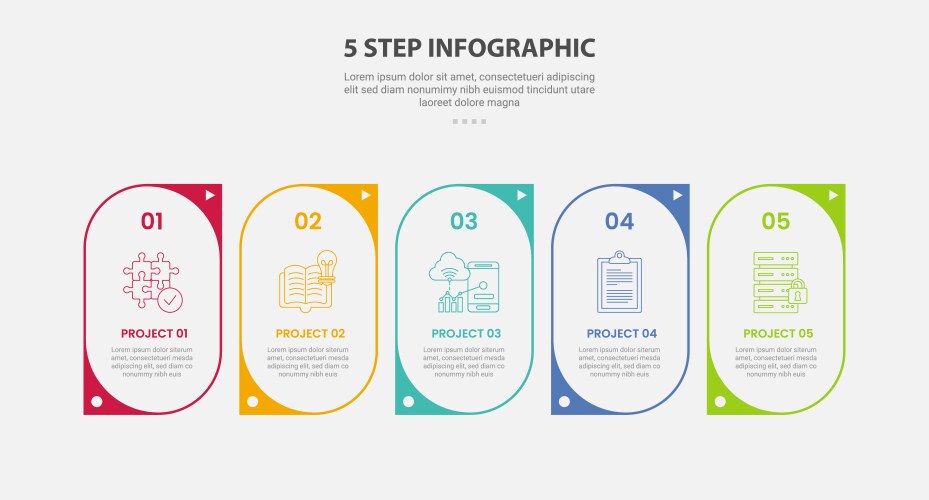 5 points template infographic outline style Vector Image