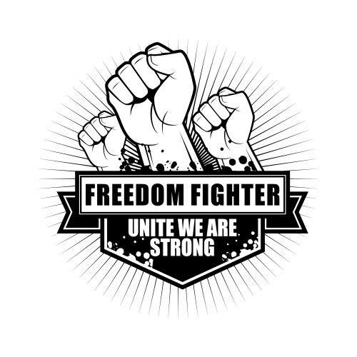 Freedom fighter badge logo Royalty Free Vector Image