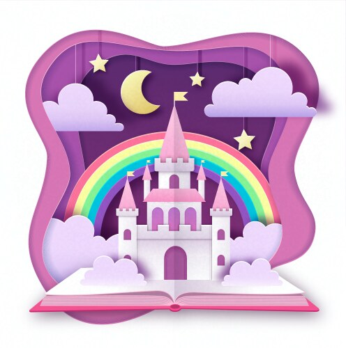 3d pop up book with castle fairy tale theme Vector Image