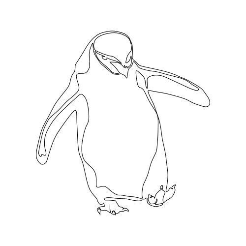 Penguin line art one continuous Royalty Free Vector Image