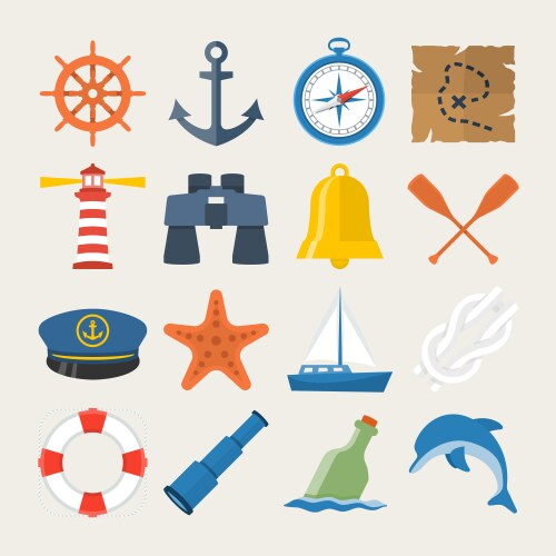 Nautical doodle design set with sea star Vector Image