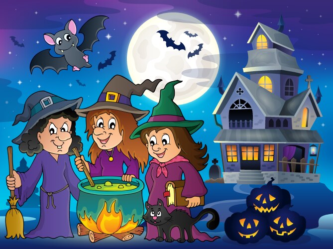 Three witches theme image 8 Royalty Free Vector Image