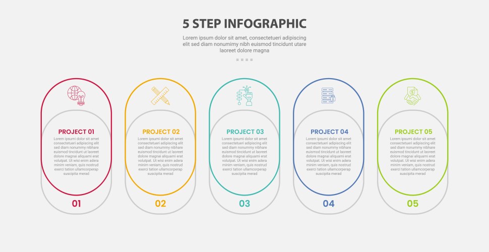 5 points template infographic outline style Vector Image