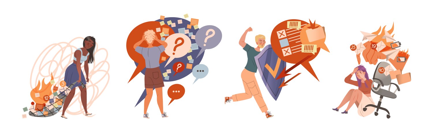 Information stress with people character overload Vector Image