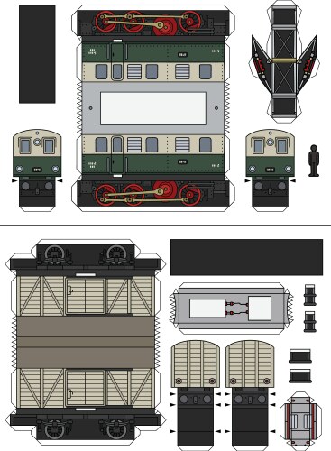 Paper model an old diesel train Royalty Free Vector Image