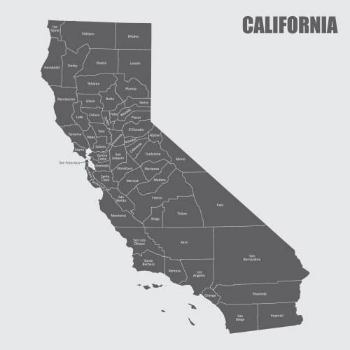 Map state california usa Royalty Free Vector Image