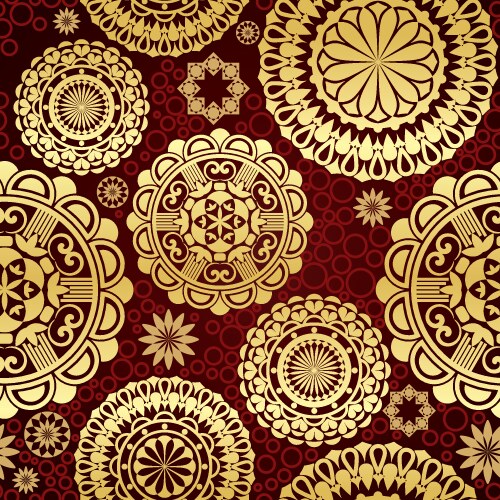 Ethnic seamless pattern with yellow buta motifs Vector Image