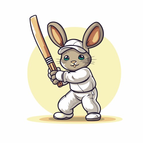 Rabbit with baseball bat cute cartoon character Vector Image