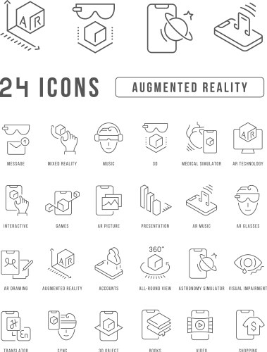 Ai technology line icons set augmented reality Vector Image