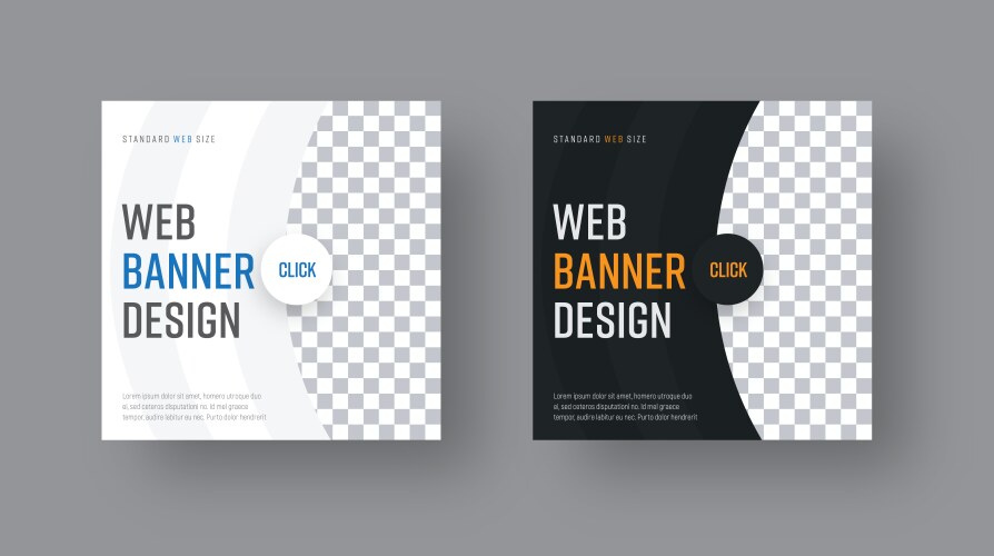 Template of white web banners with diagonal Vector Image
