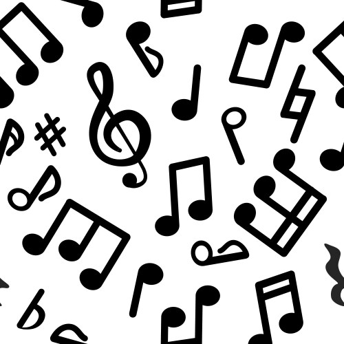 Hand drawn music notes seamless pattern design Vector Image