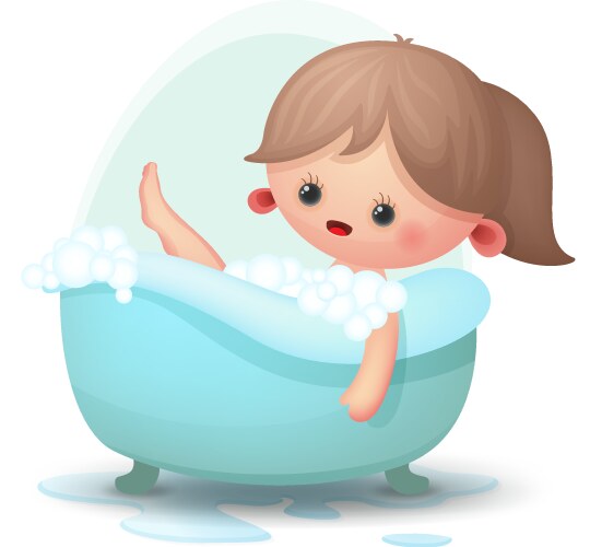 Cartoon girl taking bath Vector Images & Graphics for Commercial Use ...