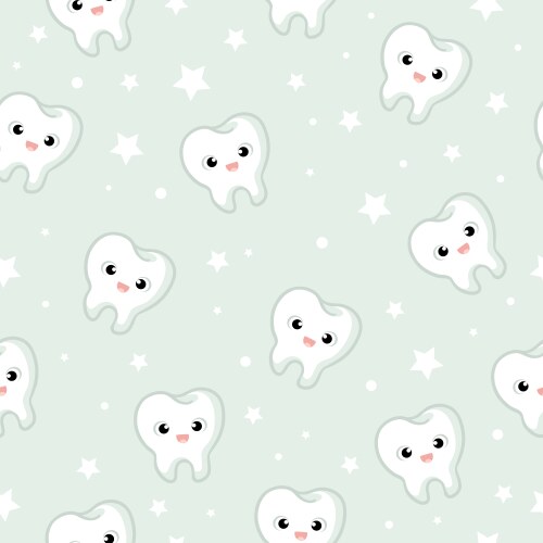 Cute teeth seamless pattern funny tooth Royalty Free Vector
