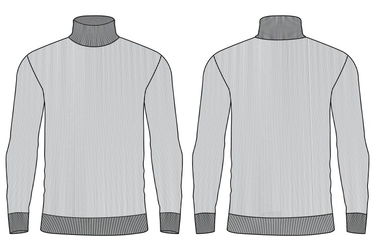 Turtle neck long sleeve t shirt template il Vector Image
